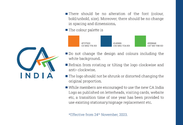 New CA Logo By ICAI | Applicable From 24.11.2023 - TaxBabuji
