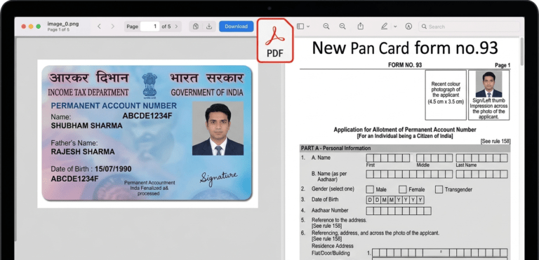 Download PDF Pan Card Form No. 93 (Applicable - 01.04.2026)